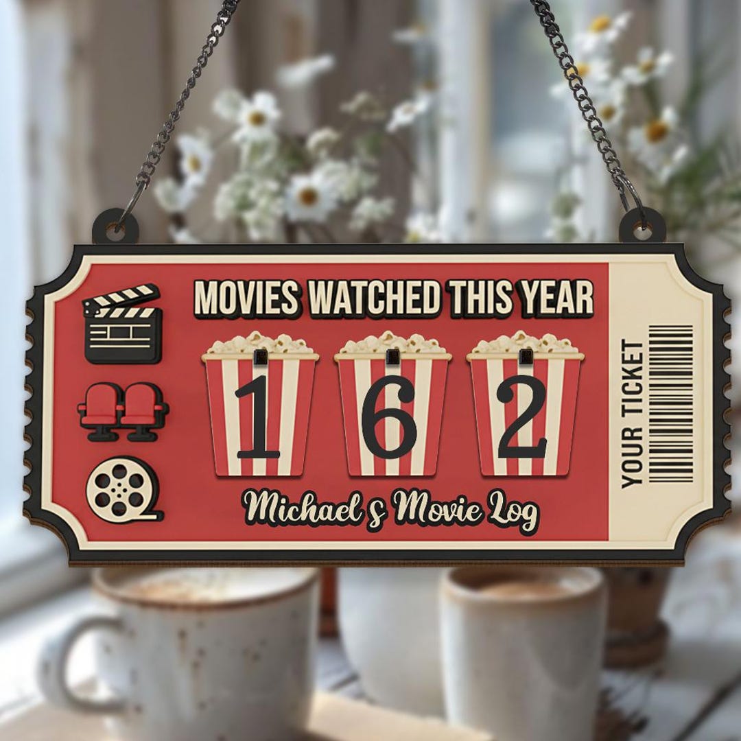 Movie Tracker Sign, Movies Watched This Year Board, Personalized Film ...