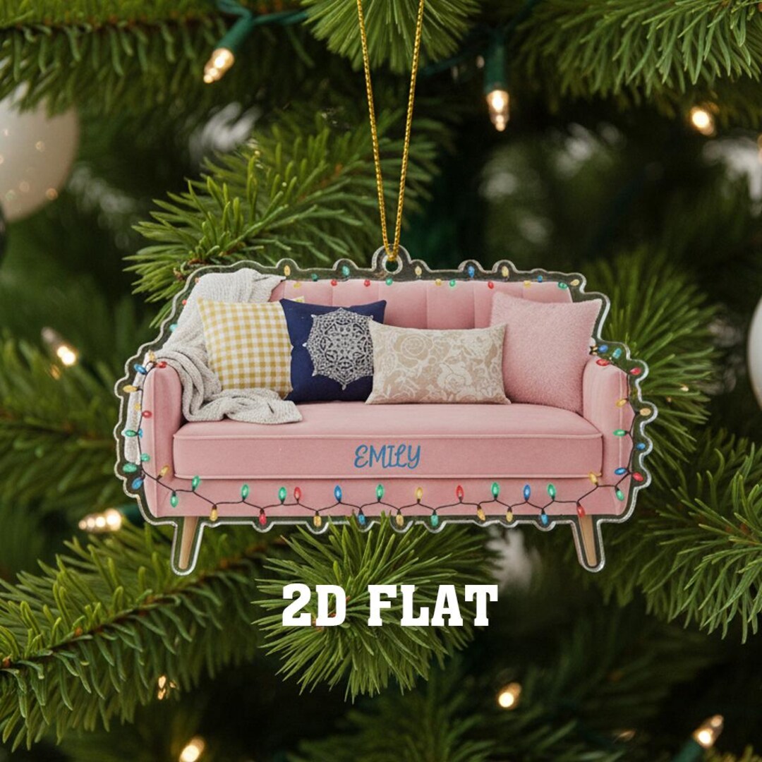 Personalized Couch 2D FLAT Ornament, Custom Name Living Room Christmas ...