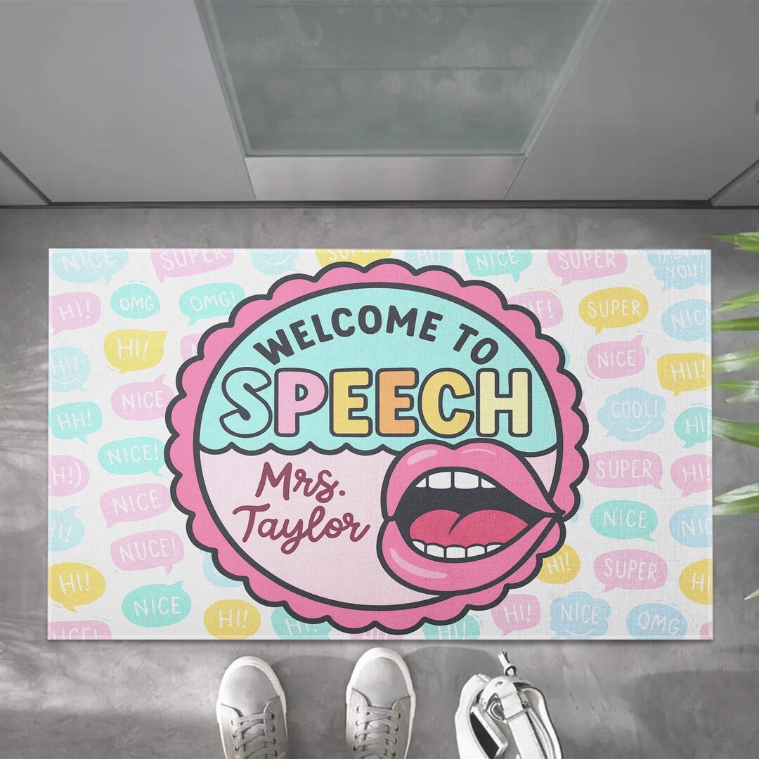 Personalized Speech Therapy Doormat, Welcome Mat for SLP Office, Custom ...