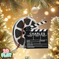 Custom Film Clapboard Glass Ornament, Film Clapper Ornament, Director ...