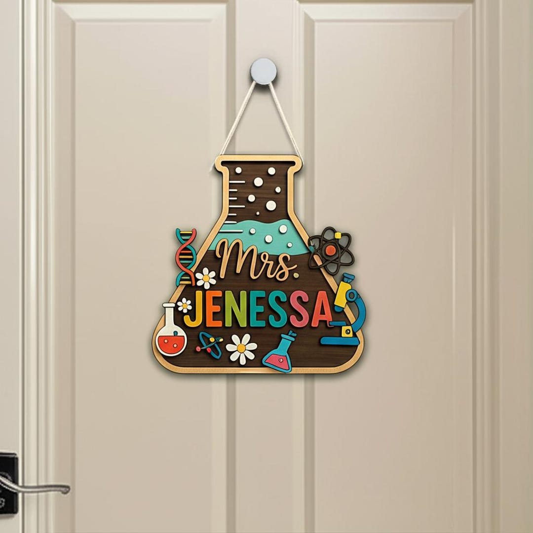 Personalized Science Teacher Door Sign, Custom Lab Beaker Classroom ...