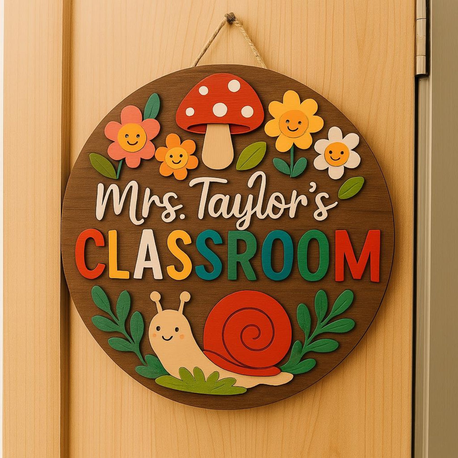 3D Teacher Door Sign, Woodland Classroom Name Sign, Custom Preschool ...