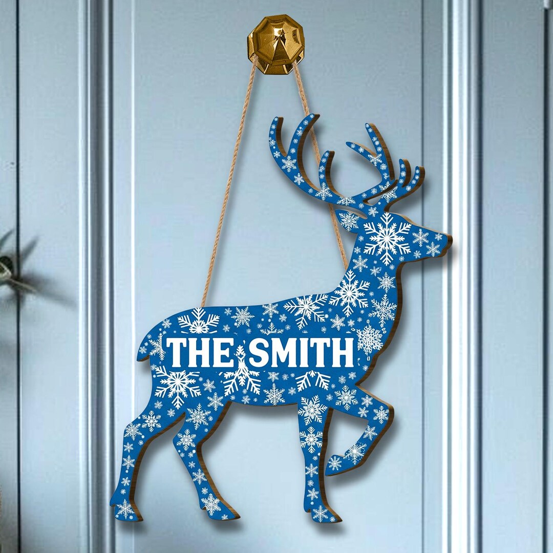 Personalized Reindeer Christmas Sign, Custom Family Name Holiday Decor ...