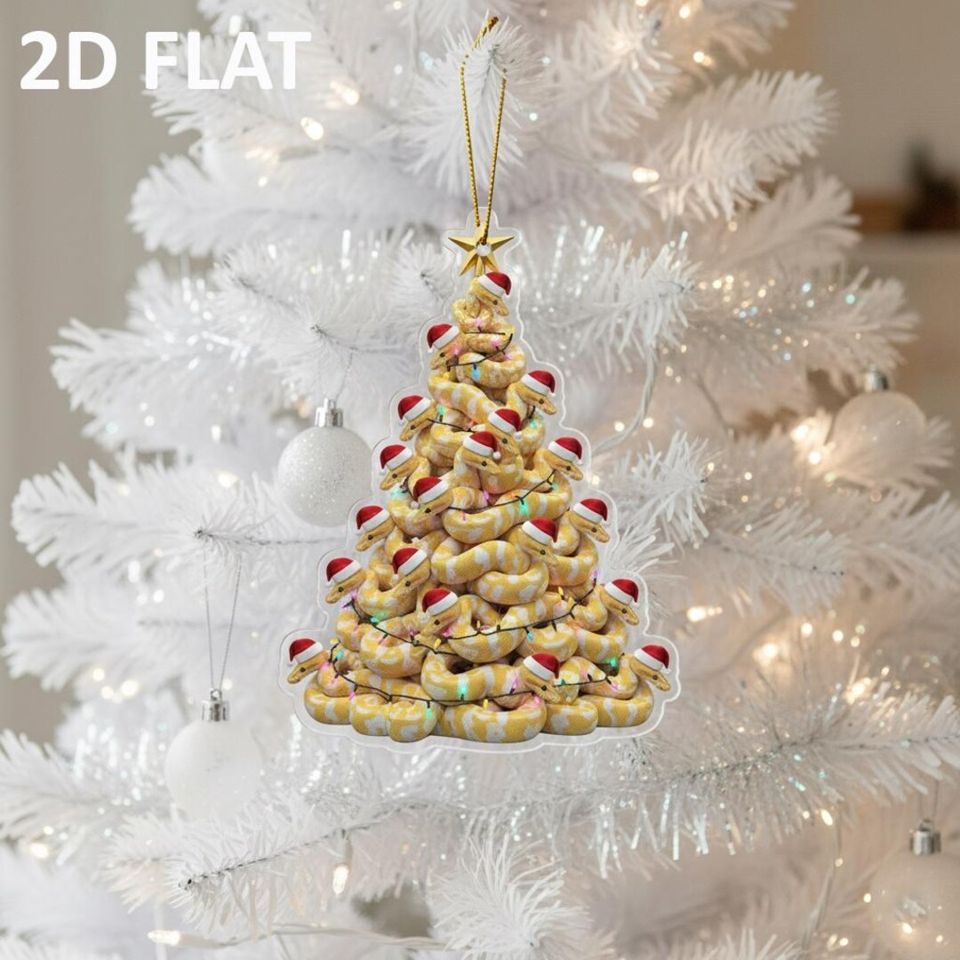 Funny Snake Christmas 2D FLAT Ornament, Python Tree Design, Reptile ...