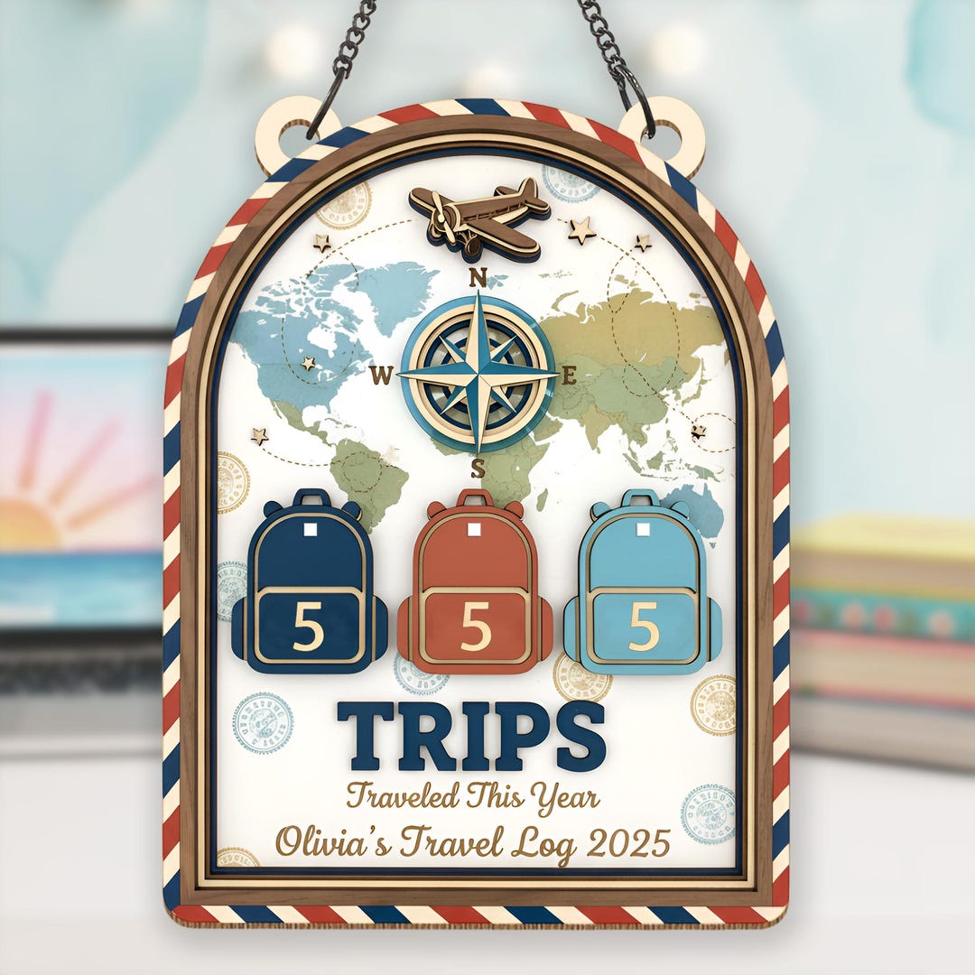 Personalized Wooden Travel Trips Tracker Sign, Wanderlust Decor - Etsy