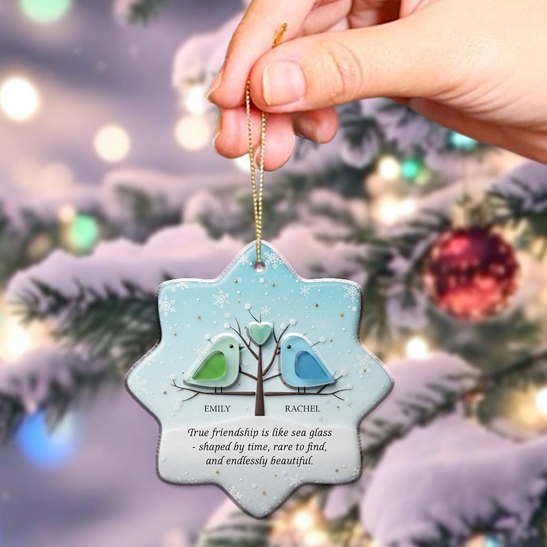 Personalized 3D Acrylic Sea Glass Friendship Ornament, Bird Ornament ...