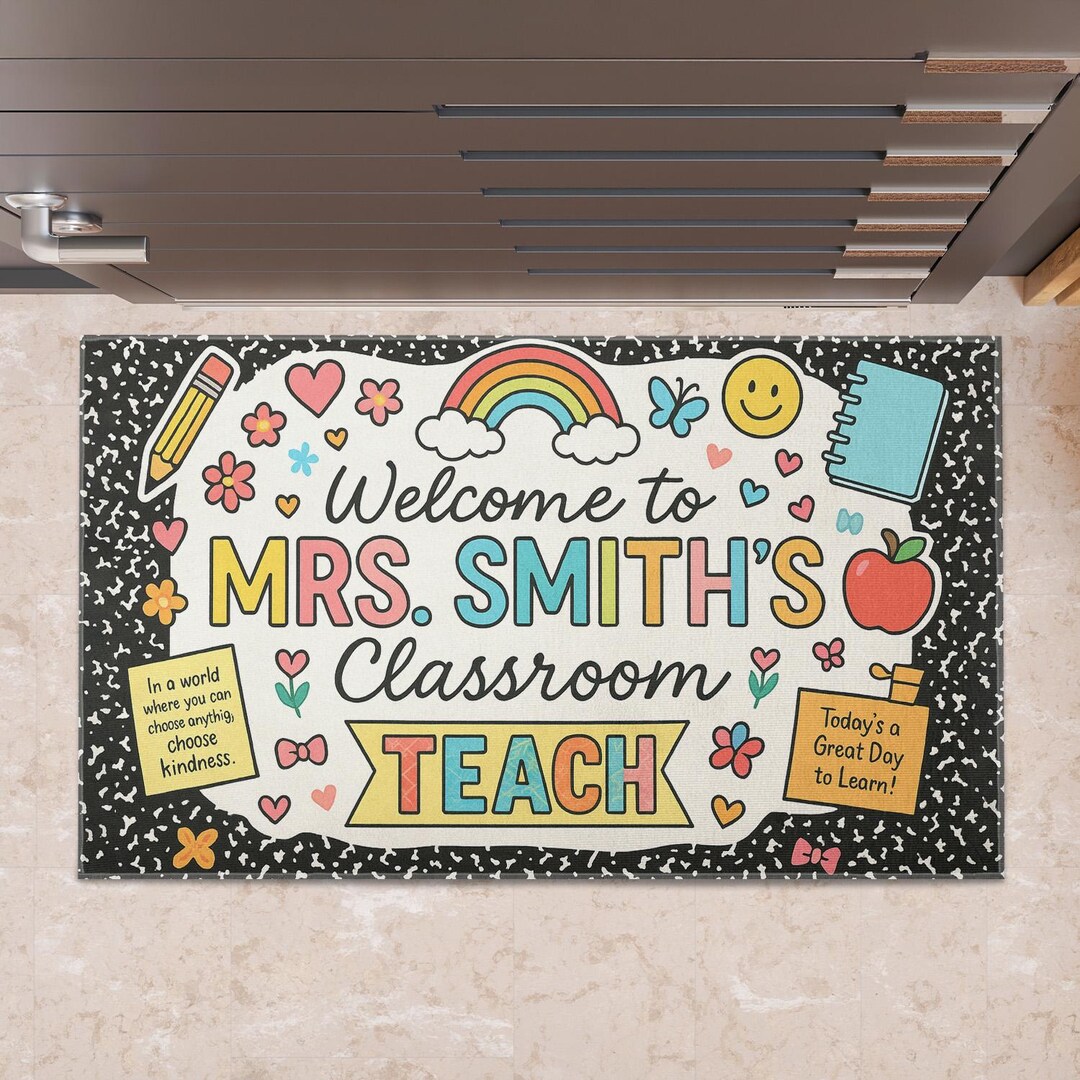 Welcome Classroom Mat, Teacher Doormat for School, Kindness Theme Rug ...