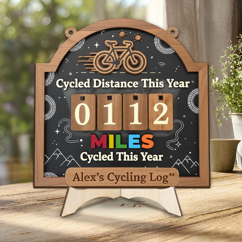 Cycling Distance Tracker Sign, Custom Bike Mileage Counter ...