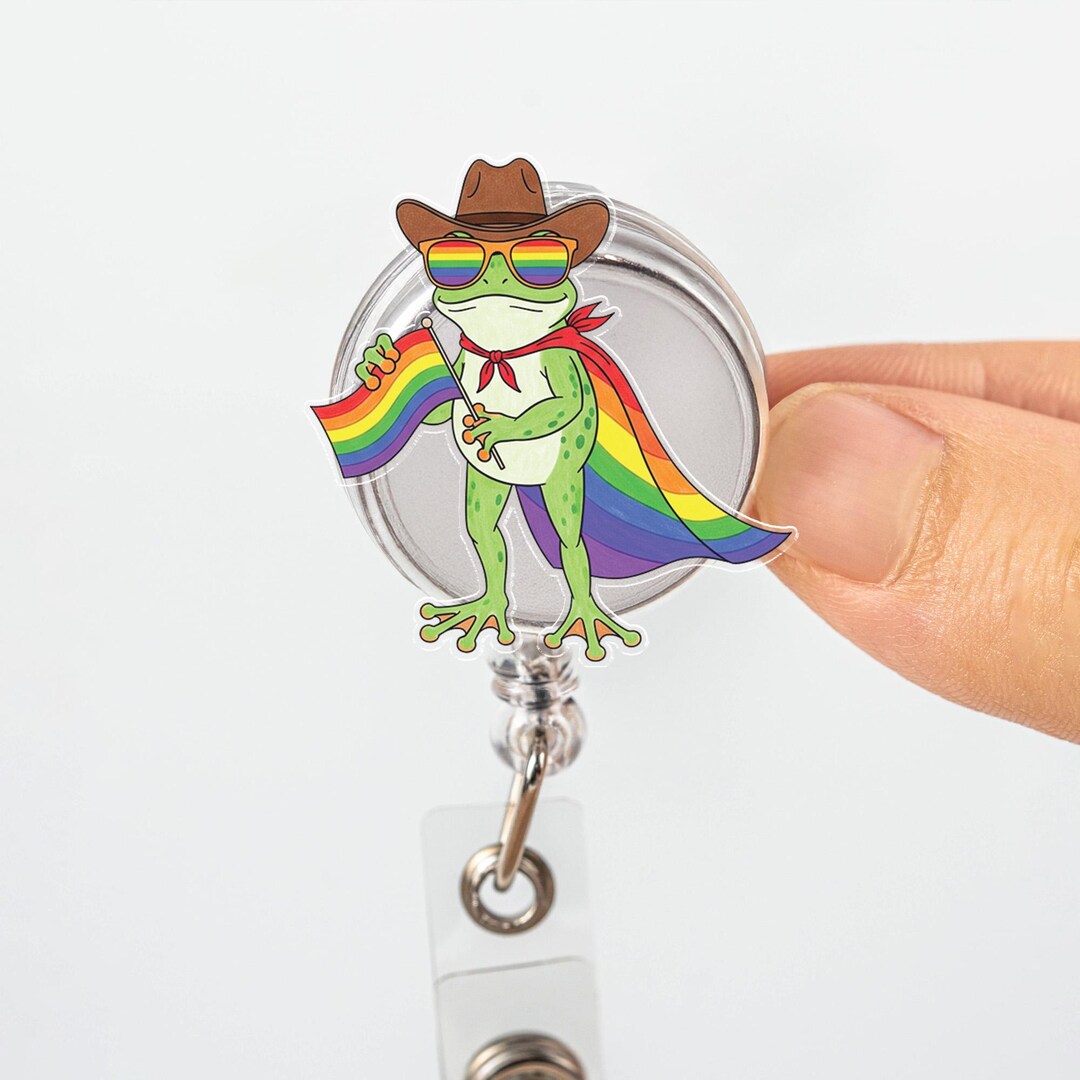 Pride Frog Acrylic Badge Reel, Rainbow LGBTQ ID Holder - Etsy
