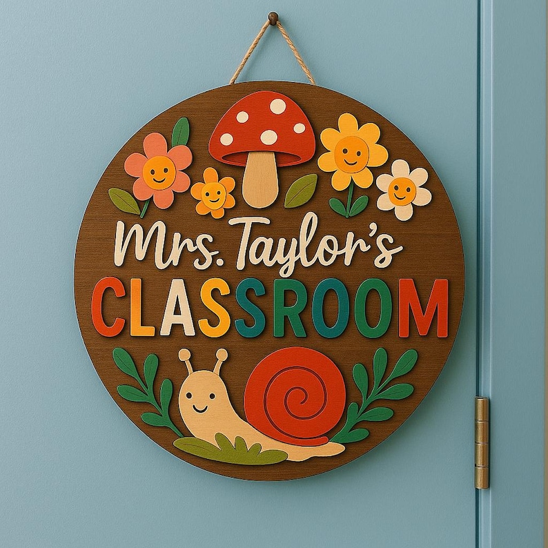 3D Teacher Door Sign, Woodland Classroom Name Sign, Custom Preschool ...