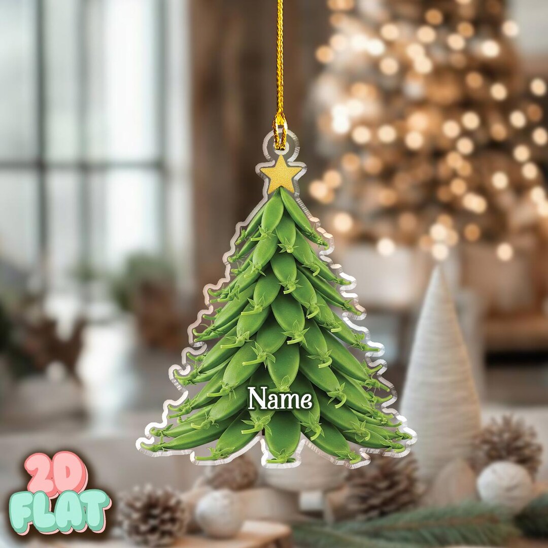 Personalized Pea Christmas Tree 2D FLAT Ornament, Custom Vegetable ...