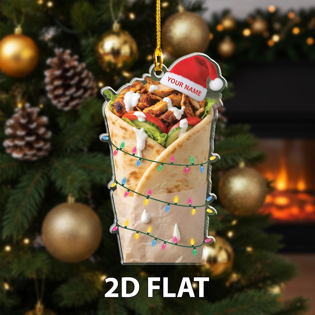 Personalized Shawarma Wrap 2D FLAT Christmas Ornament, Funny Food Lover ...
