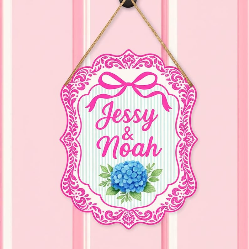 Custom Chinoiserie Dorm Door Sign | Pink Floral Room Number Plaque ...