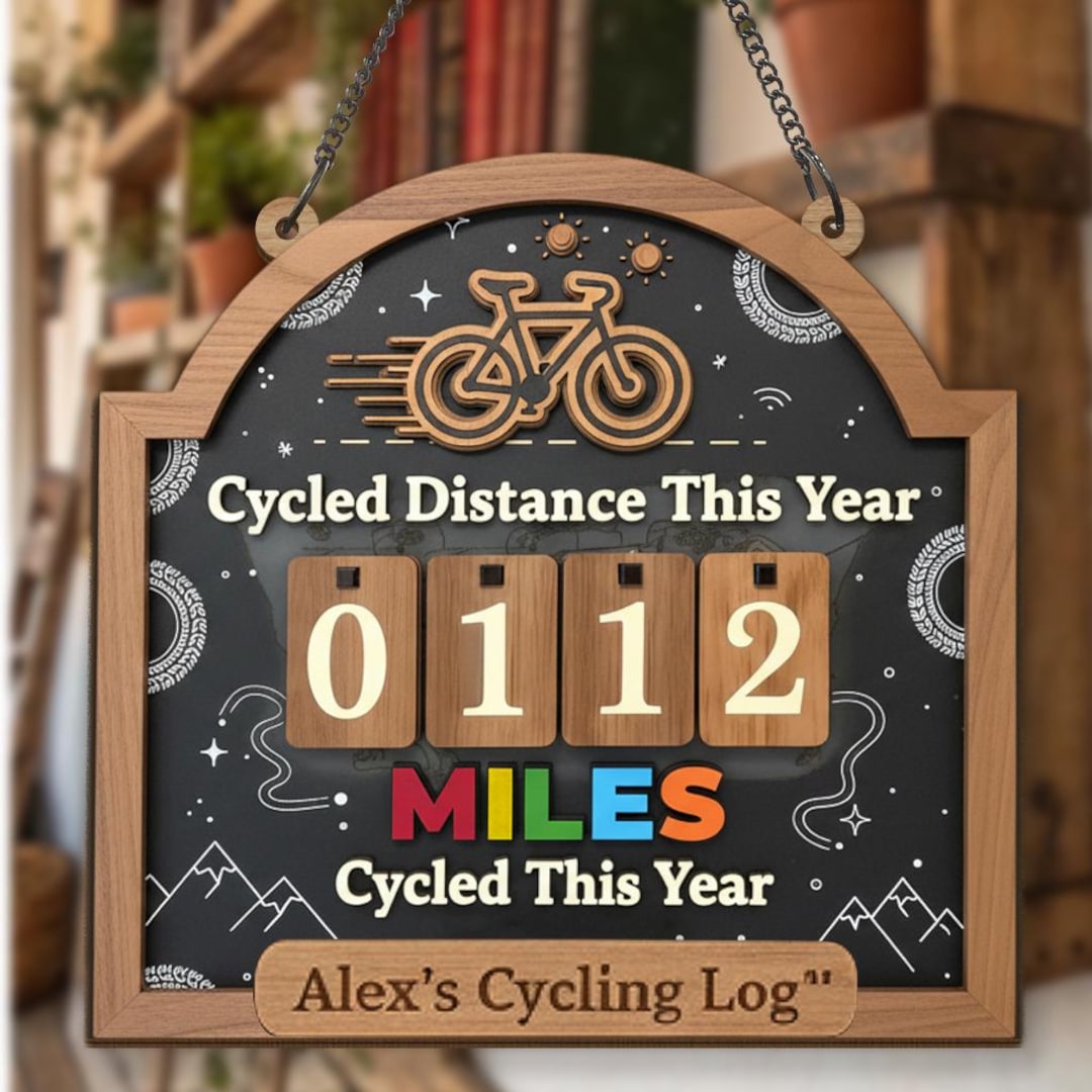 Cycling Distance Tracker Sign, Custom Bike Mileage Counter ...