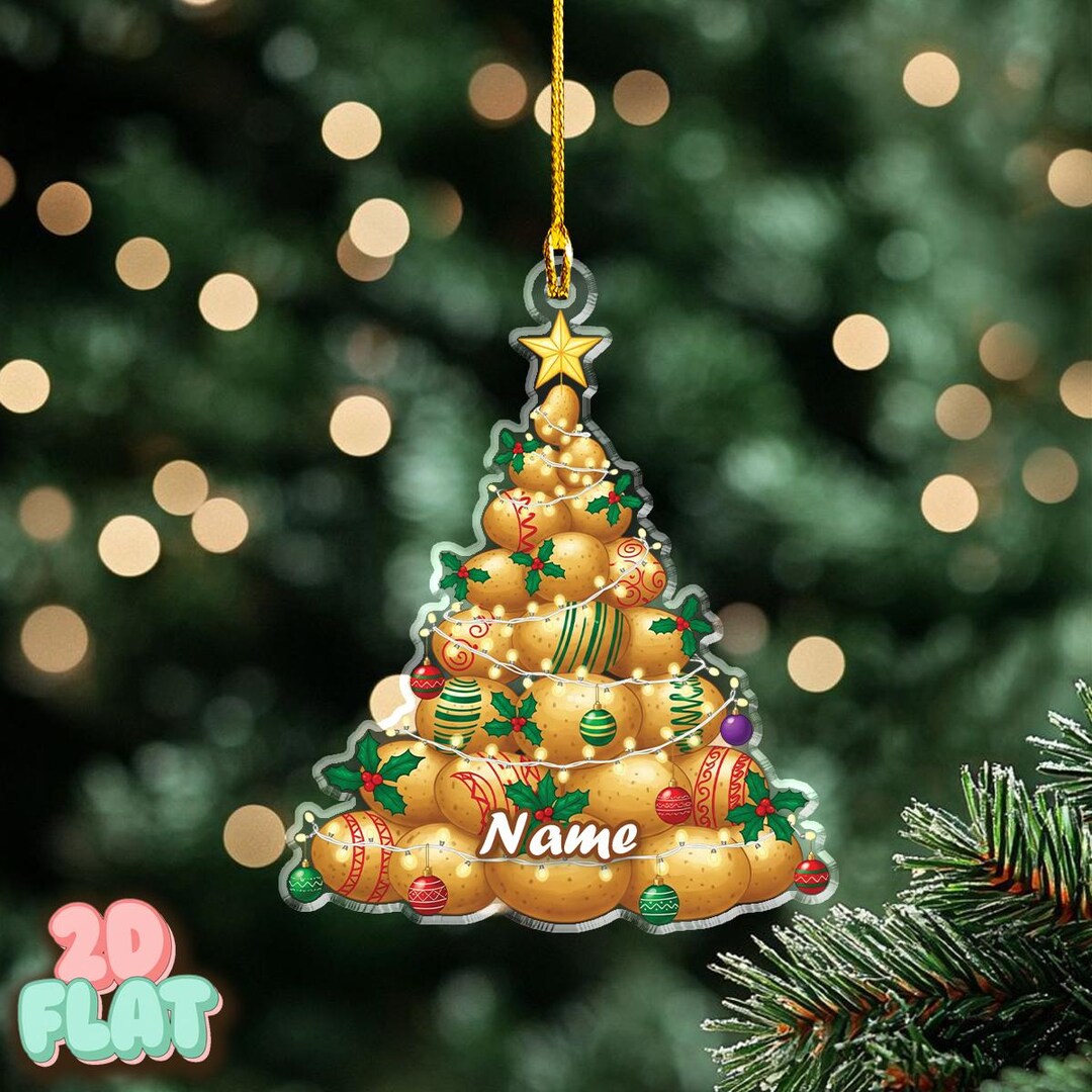 Personalized Potato Christmas Tree 2D FLAT Ornament, Funny Food Holiday ...