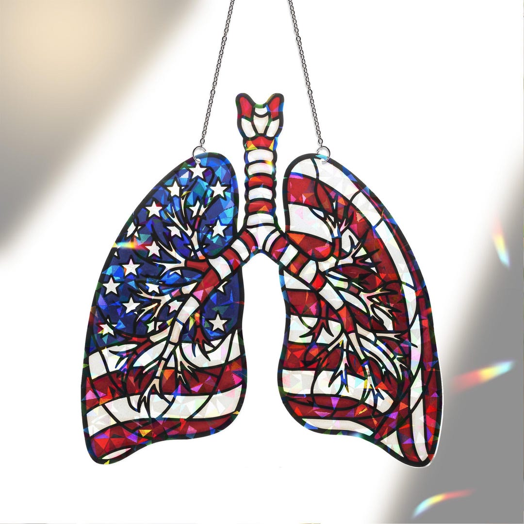 Patriotic Lung Art, 4th July Decor, USA Flag Lungs Suncatcher ...