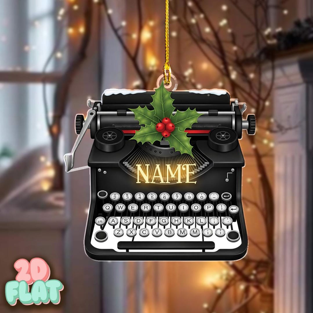 Personalized Typewriter 2D FLAT Christmas Ornament, Custom Writer ...
