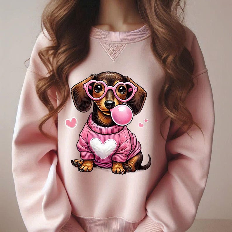 Valentine Dachshund Dog, Valentine's Day Dog Mom Png, Love Themed ...
