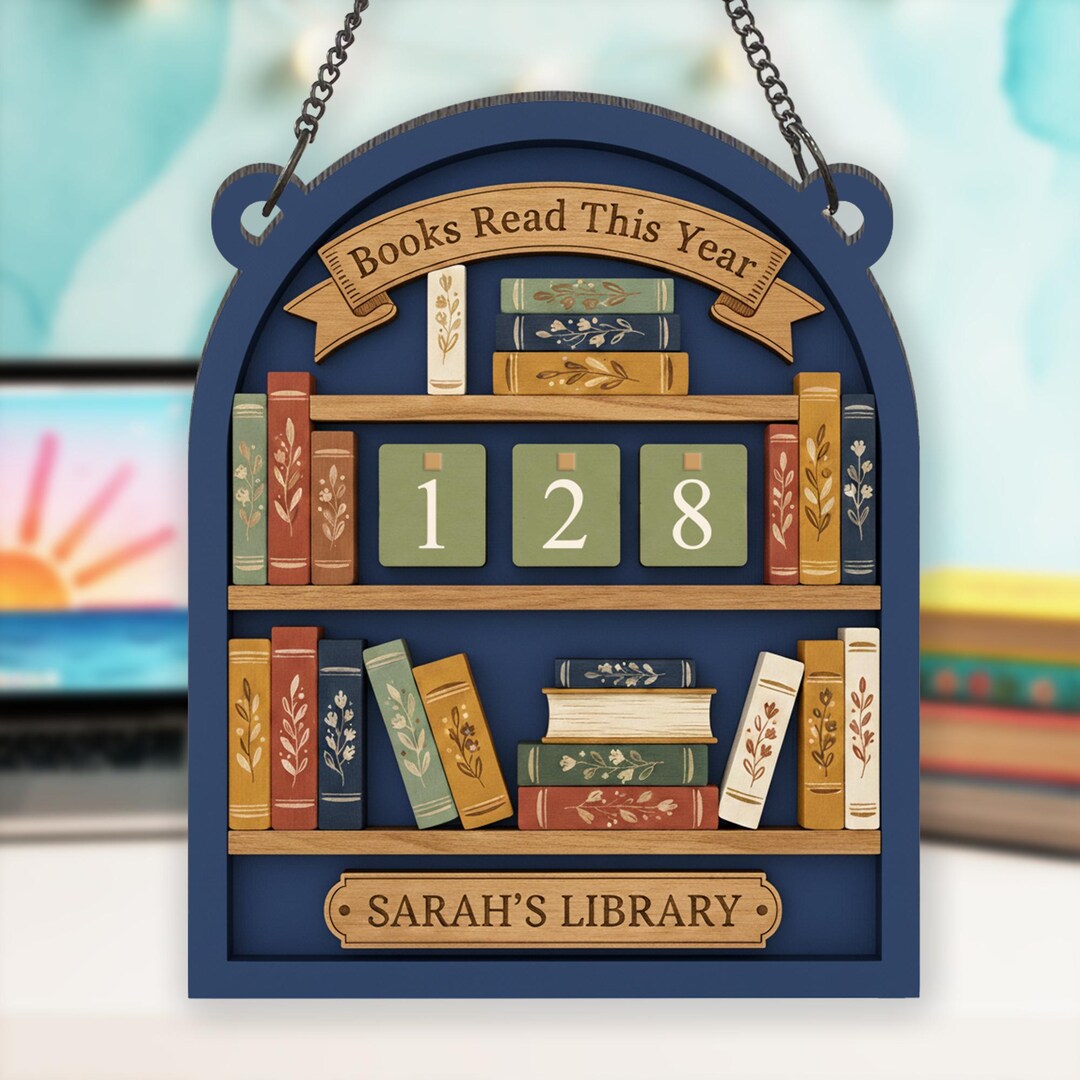 Personalized Book Tracker Sign, Custom Retro Floral Books Read This ...