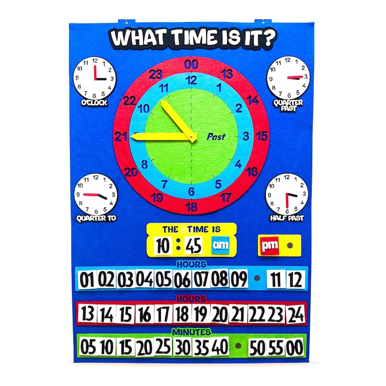 Felt Time Learning Board – Educational Clock for Kids - Etsy