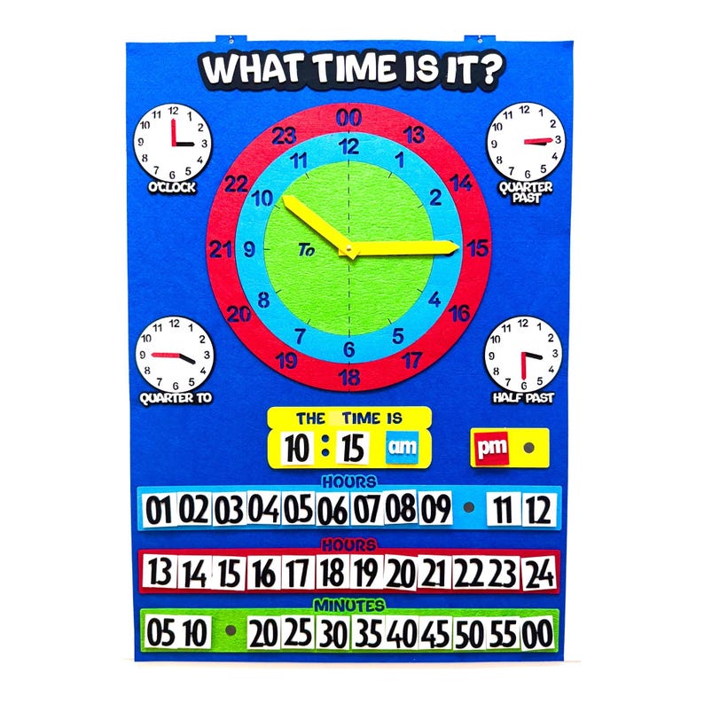 Felt Time Learning Board – Educational Clock for Kids - Etsy