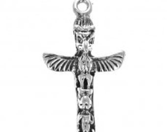 Totem Pole Symbol Charm Sterling Silver Native Indian Charm - Etsy