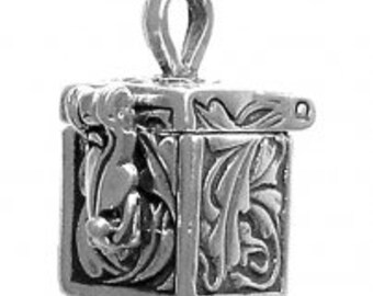 Sterling Silver Prayer Box Charm 925 Silver Locket Flower - Etsy