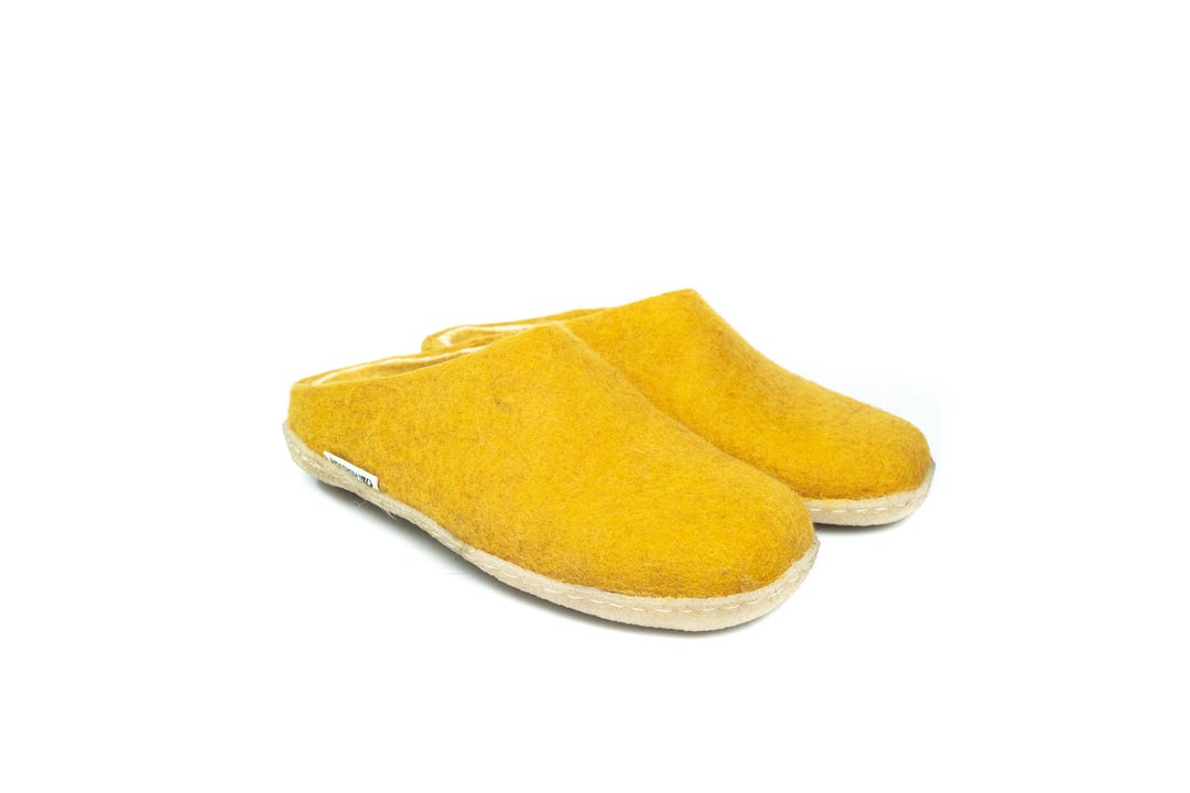 Natural Rubber Sole Outdoor Slipper - Wool Felt Slippers - Etsy