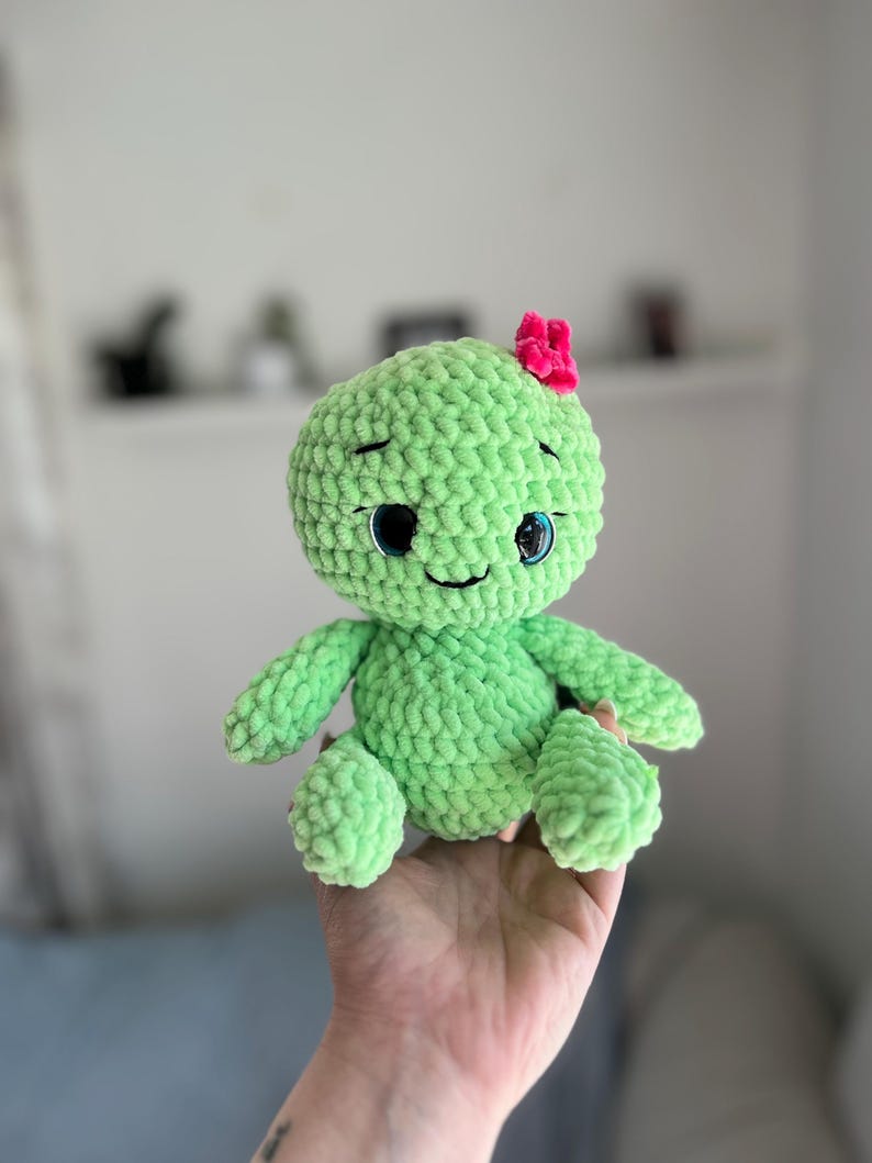 Shelly the Blue-eyed Crocheted Turtle Plushie With an Adorable Pink ...