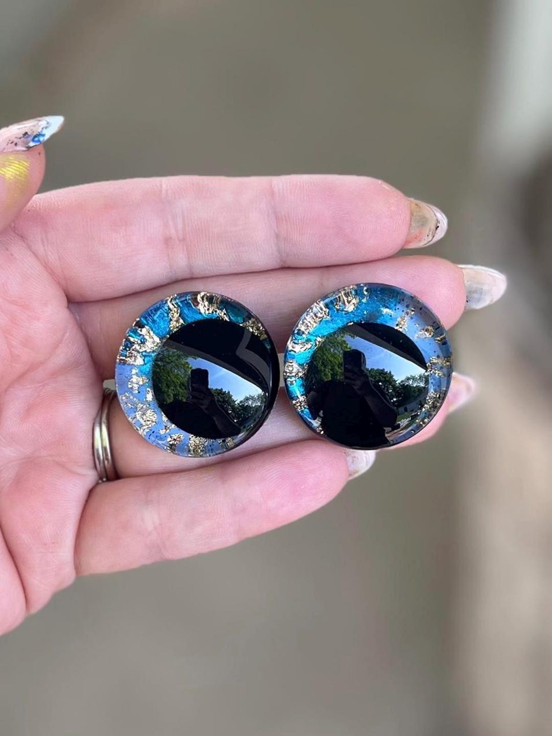 Sea Glass Skies Eyes | Handmade Glitter Safety Eyes | Teal, Sky Blue ...