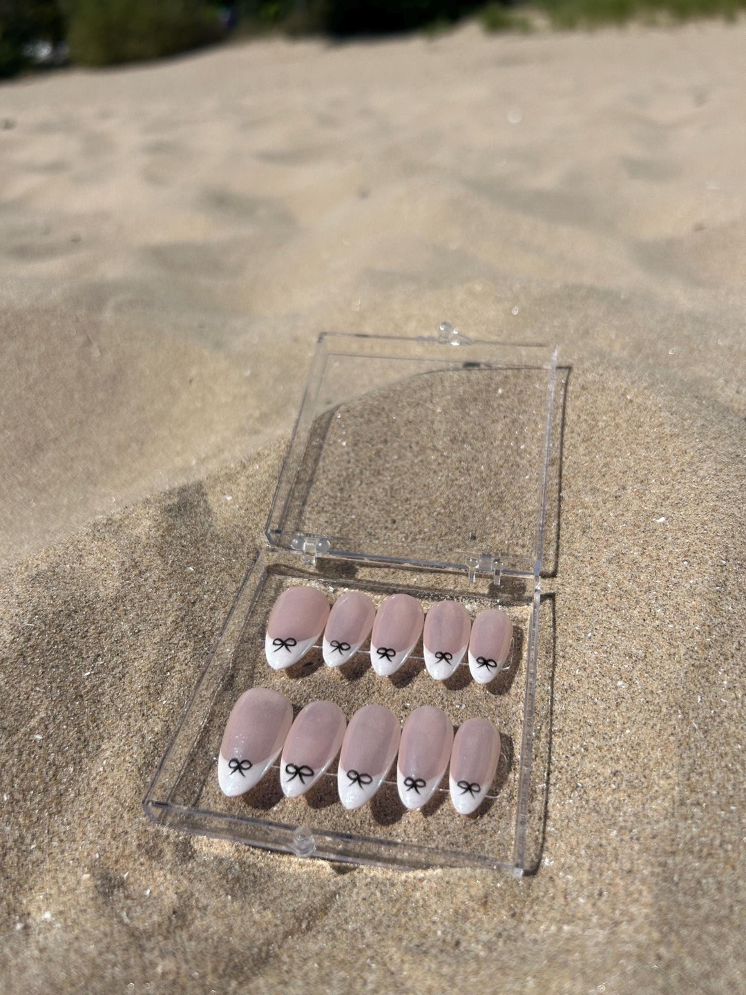 Coquette Chrome Bow French Tips Handmade Gel Extensions/press-ons - Etsy