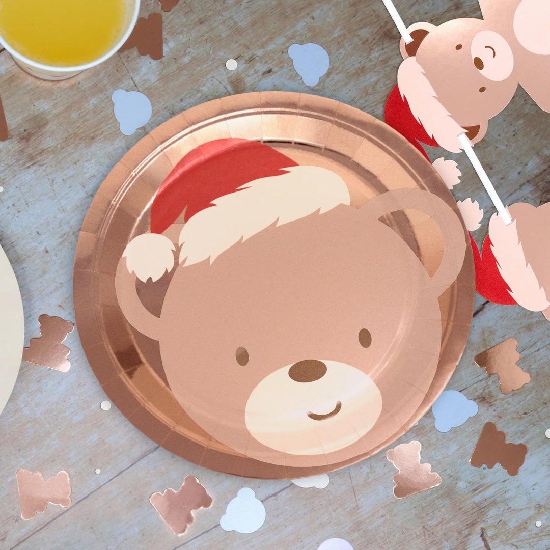 Teddy Bear Christmas Paper Plates - 8 PCS - Teddy Bear Paper Plates ...