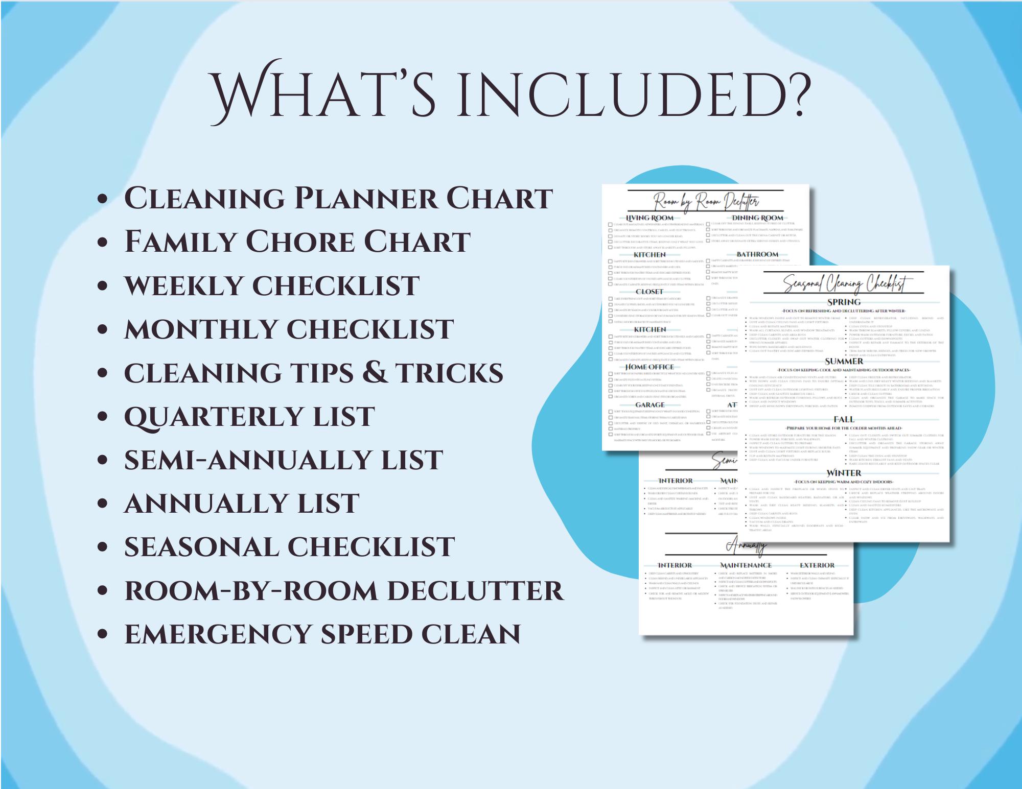 Editable Cleaning Planner, Cleaning Checklist, Family Chore Chart, ADHD ...