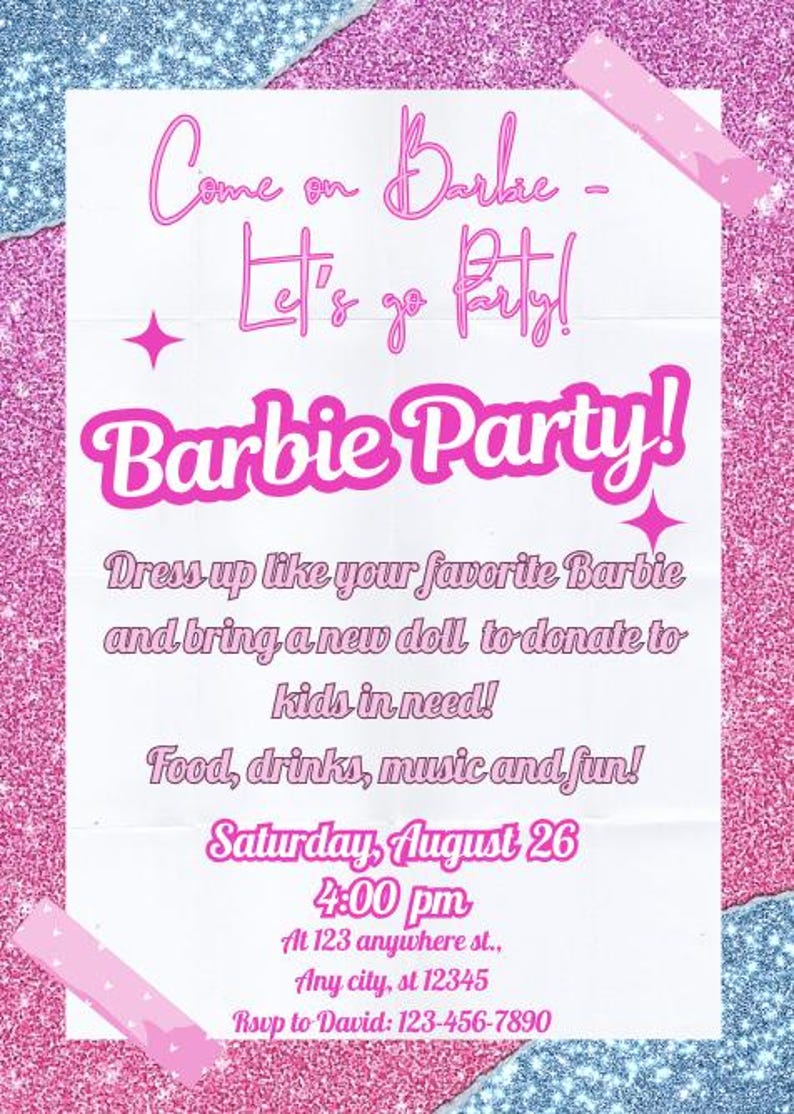Let's Go Party, Barbie! Event Template - Etsy