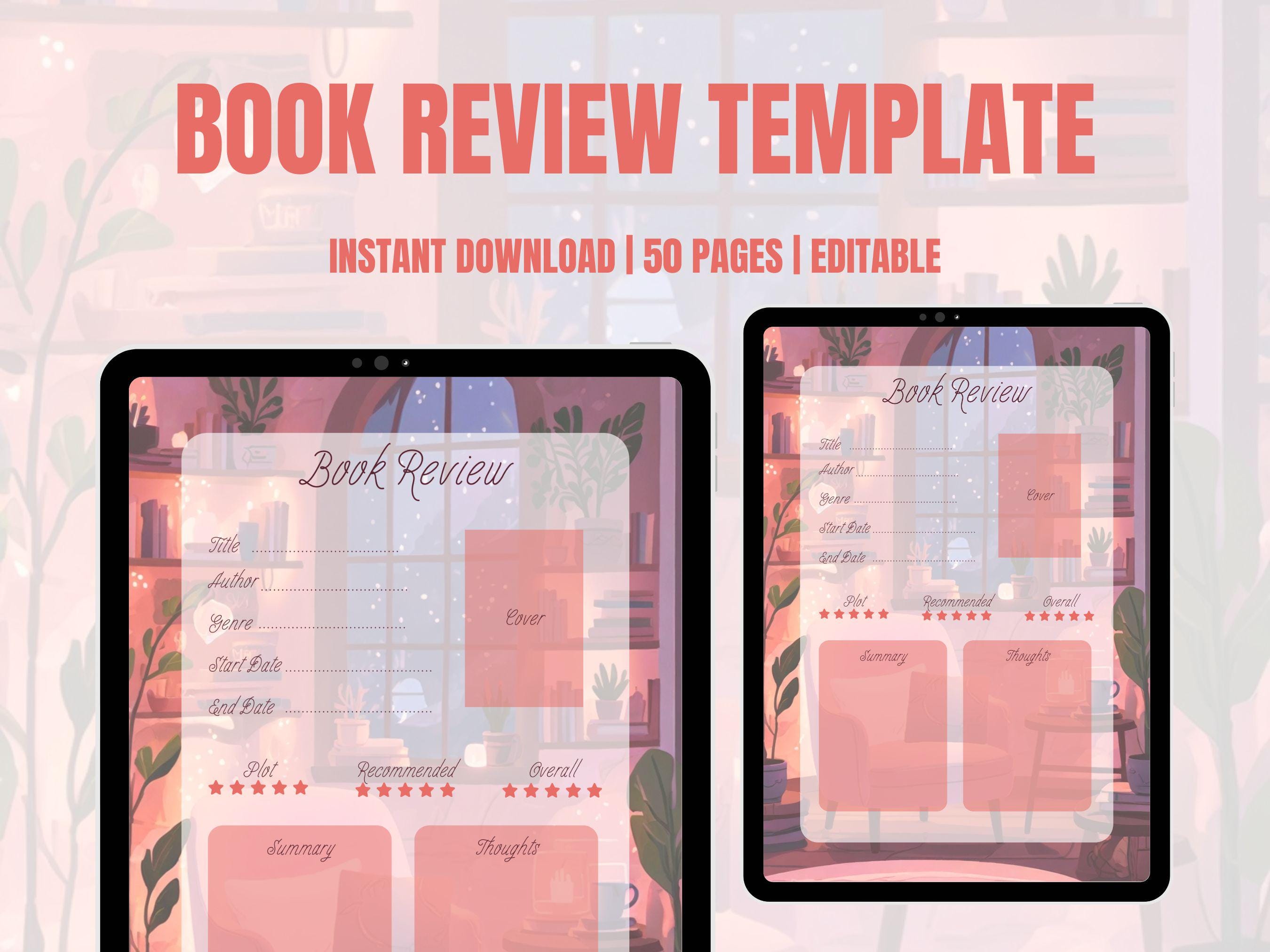 Book Review Template, Book Template Printable, Reading Template for ...