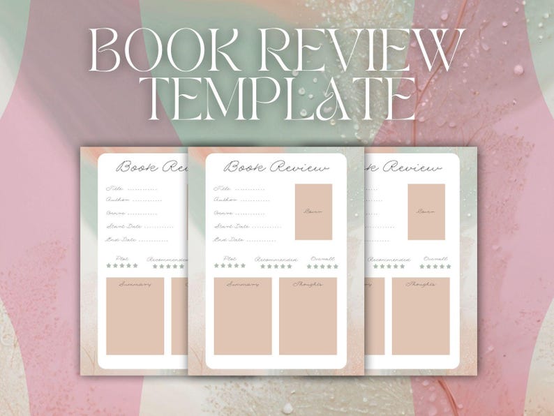 Book Review Template for Book Review Journal, Book Review Printable ...