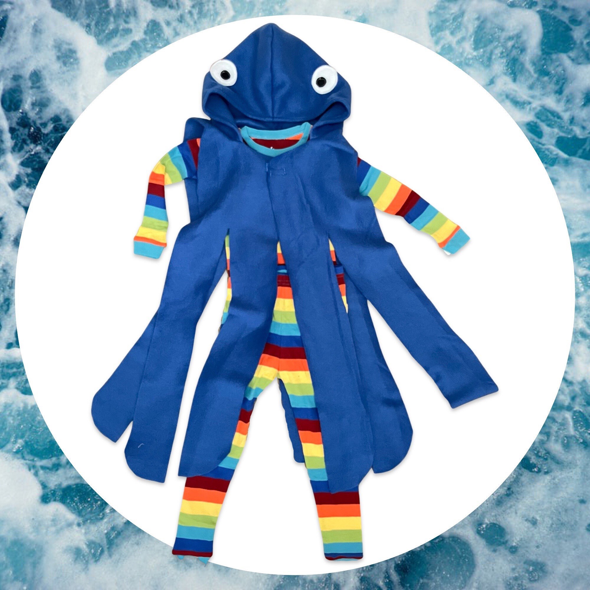Blue Octopus Cape Halloween Costume With Stripe Pajamas - Etsy