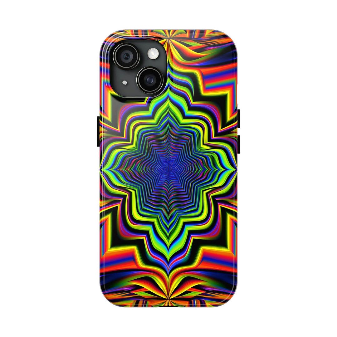 Geometric Rainbow Art Trippy Psychedelic Phone Case With an Optical ...