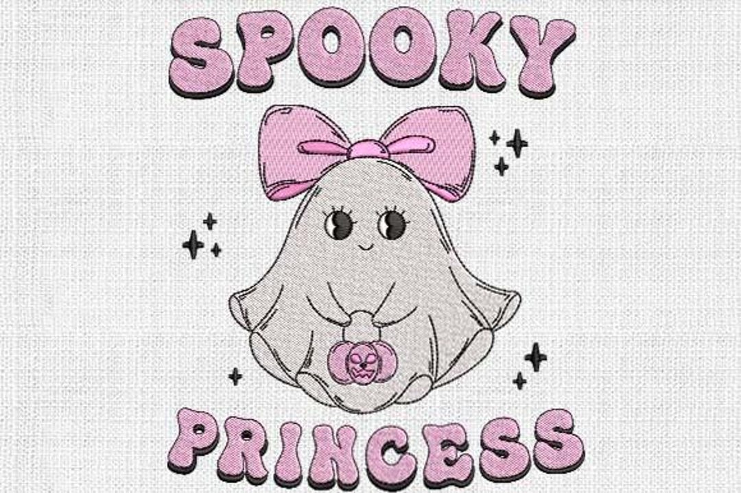 Spooky Pinky Princess Halloween Embroidery Machine File Design Pattern ...