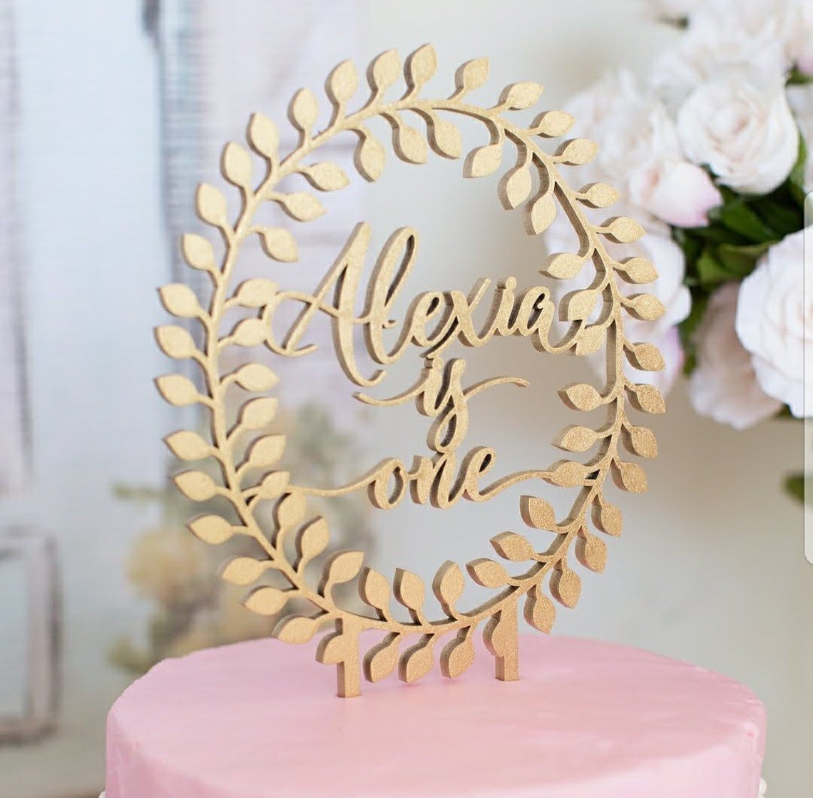 Oval Laurel Wreath Cake Topper | Etsy