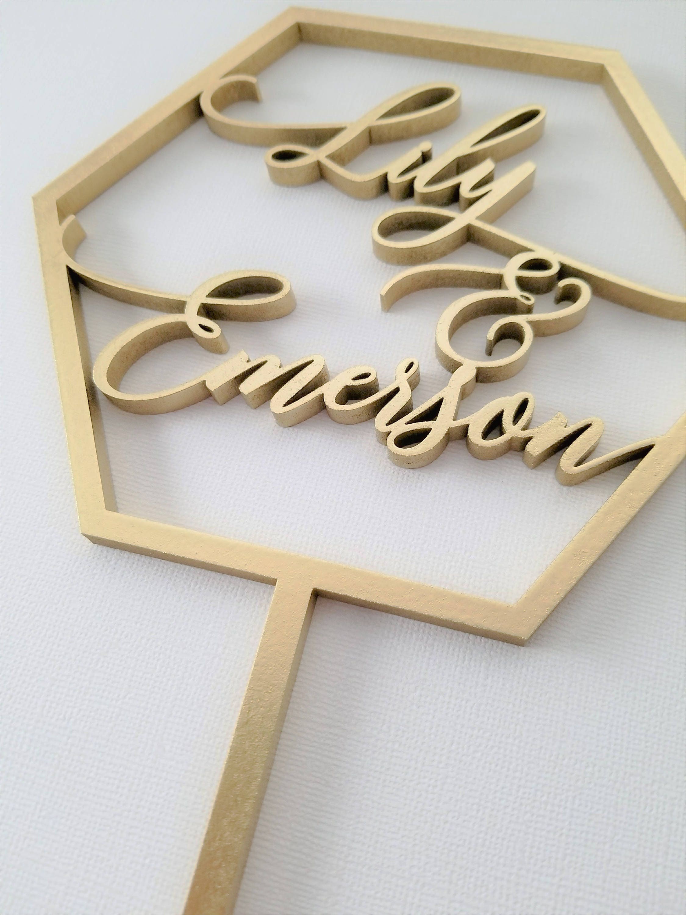 Personalized Hexagon Cake Topper | Etsy