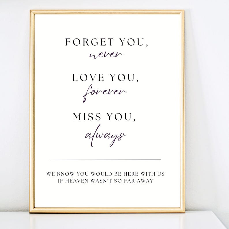 Simple Wedding in Loving Memory Template, Editable Minimalist Memorial ...