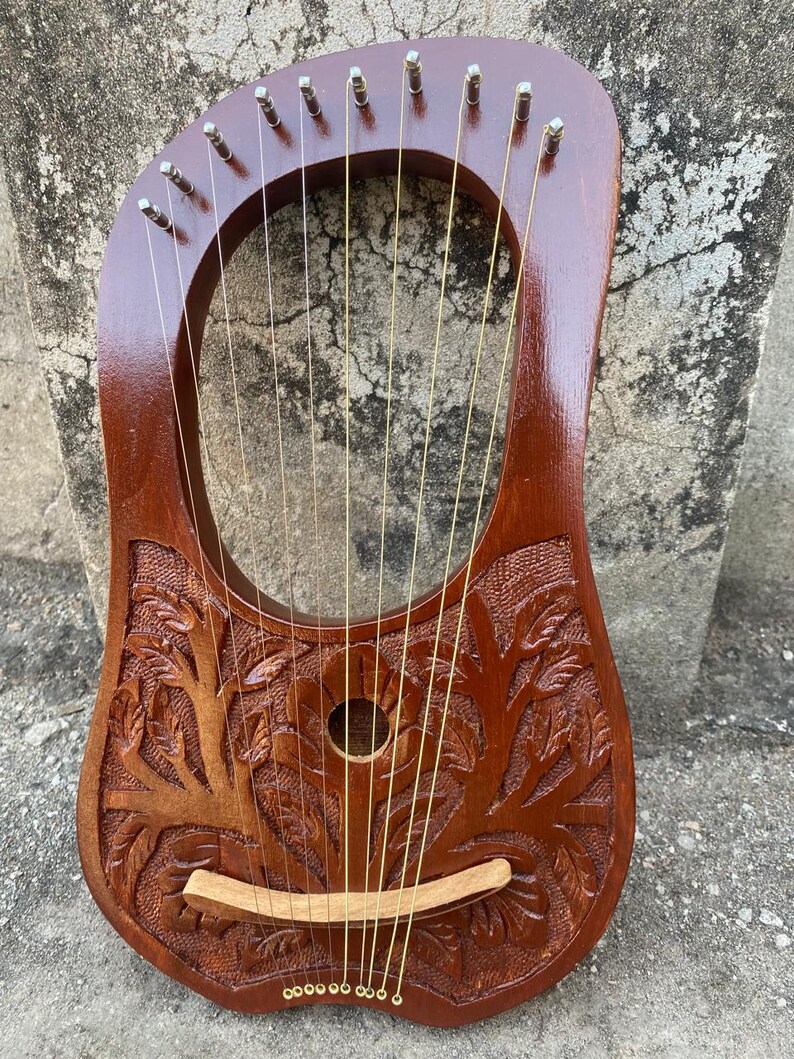 Scottish 10 String New Flower Lyre Harp Design With Free Tuning Key and ...