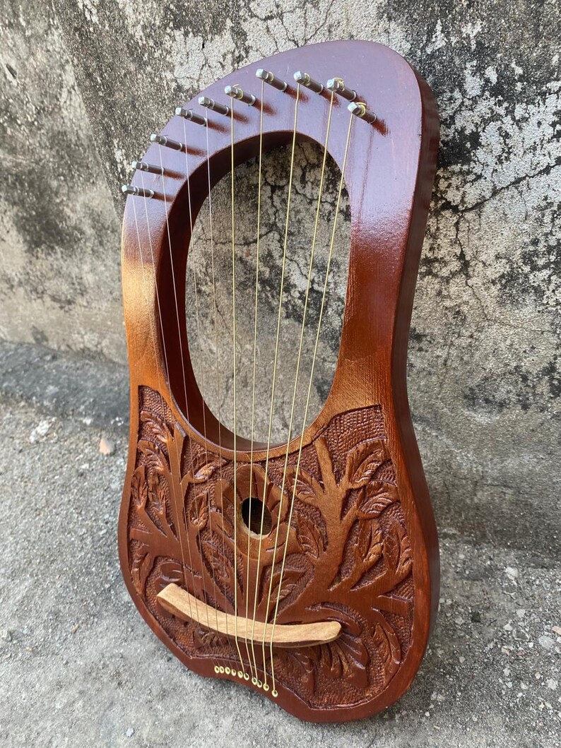 Scottish 10 String New Flower Lyre Harp Design With Free Tuning Key and ...