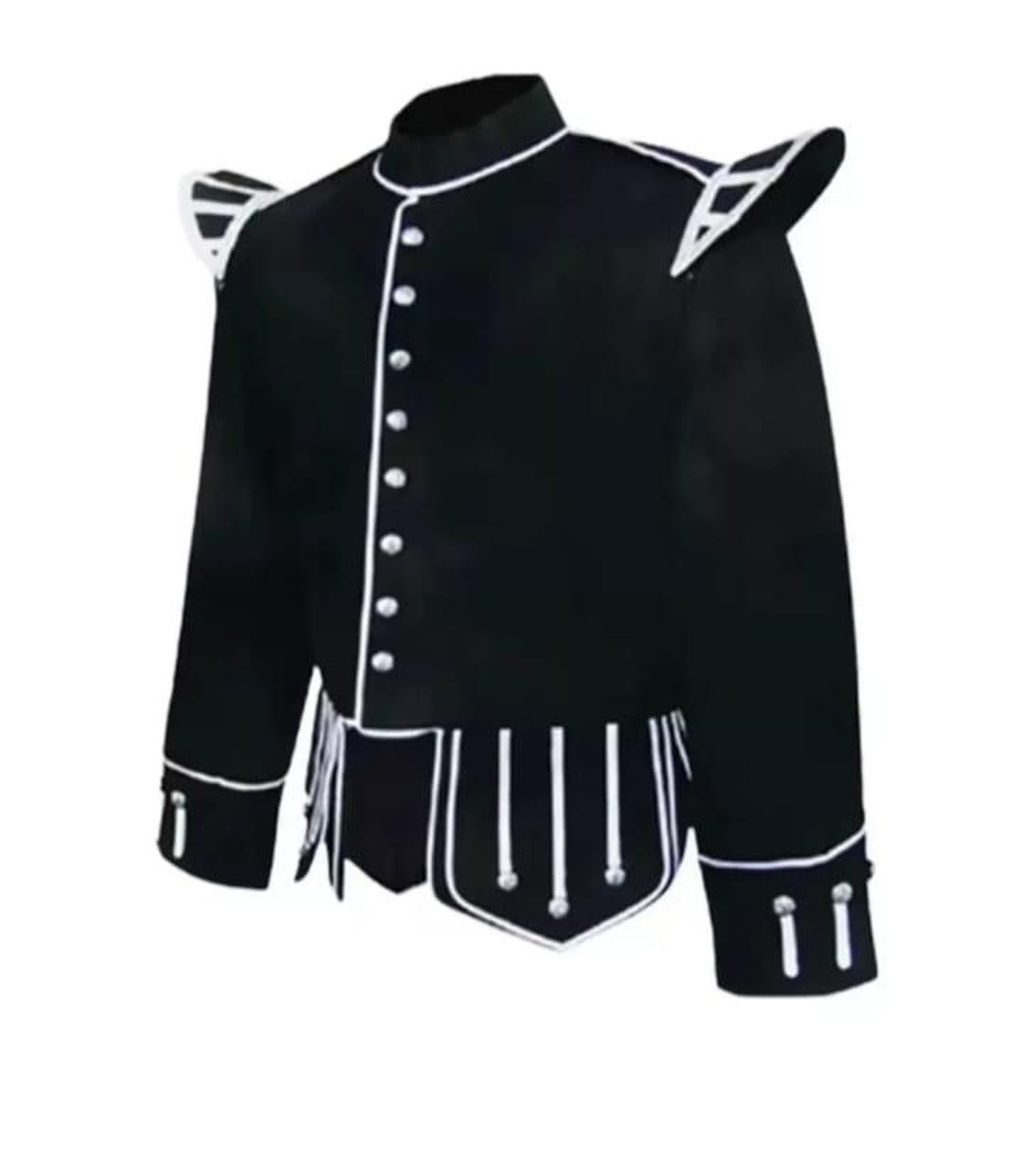 Scottish Men's Black Doublet Kilt Jacket - Military Piper Drummer ...