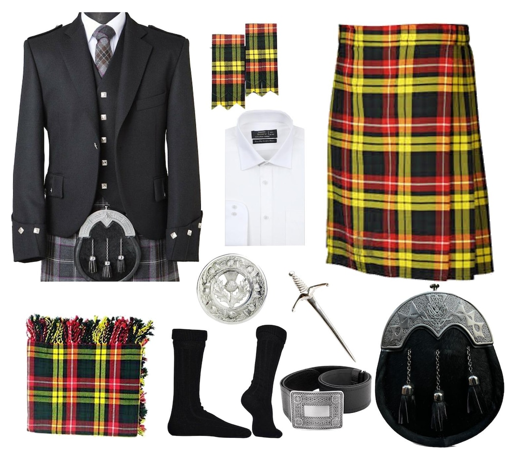 Men's Scottish 11 PCS Kilt Set Highland Traditional Kilt Outfit ...