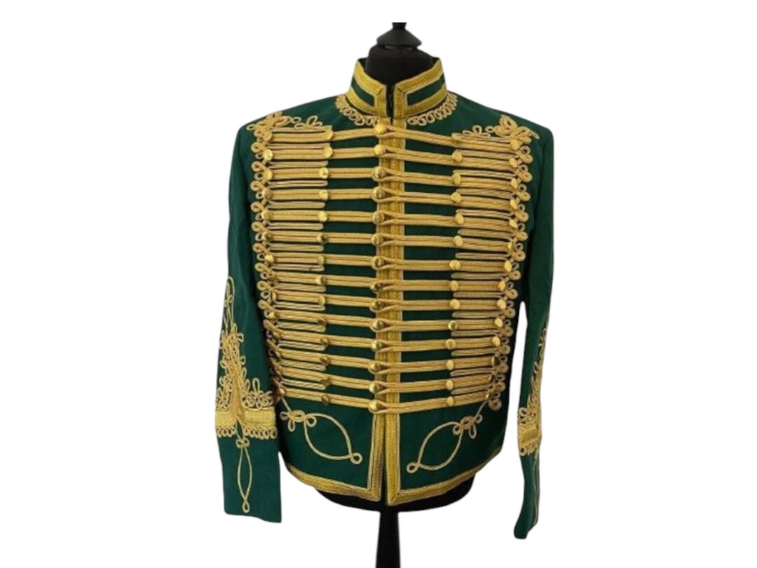 Men's Dark Green Hussar Tunic Napoleonic Pelisse Jimi Hendrix Military ...
