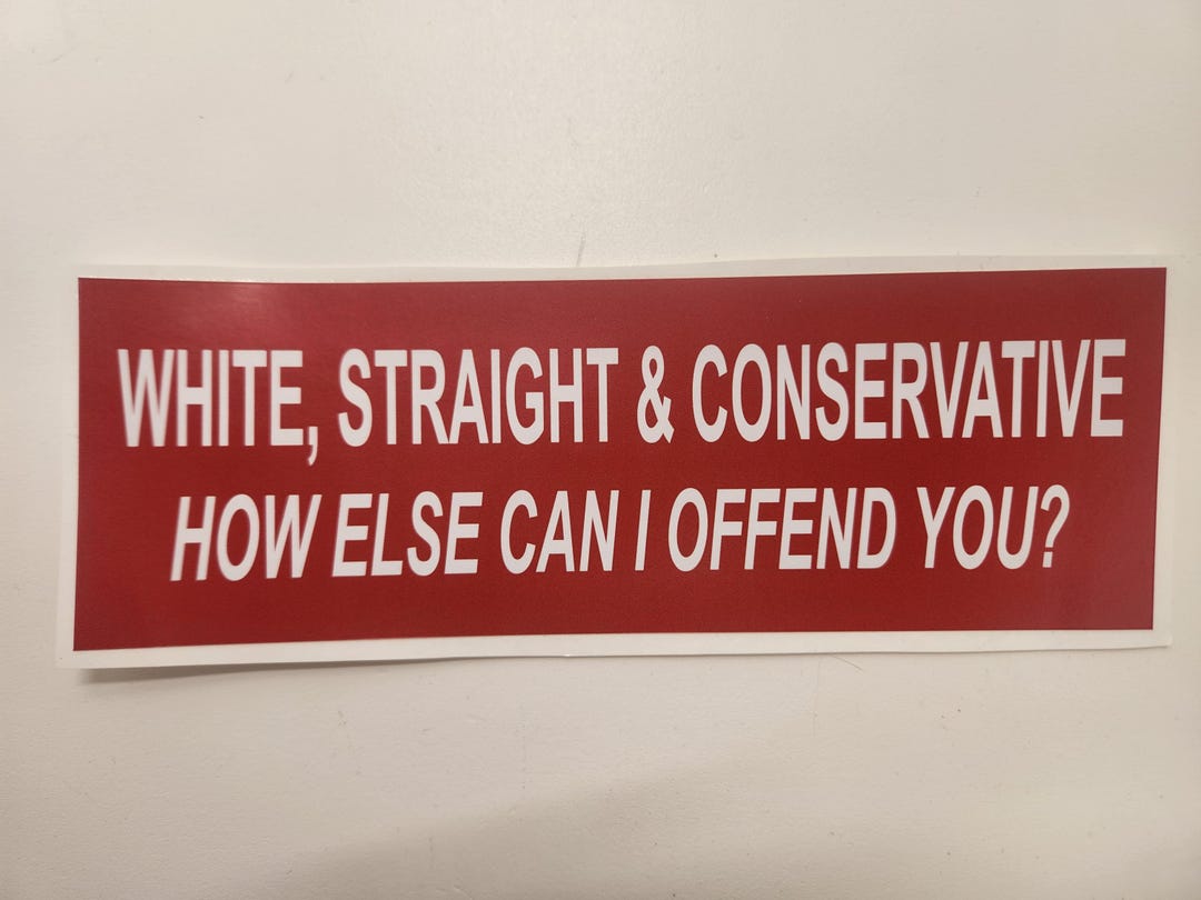 White Straight and Conservative! How Else Can I Offend You? - Decal Car ...