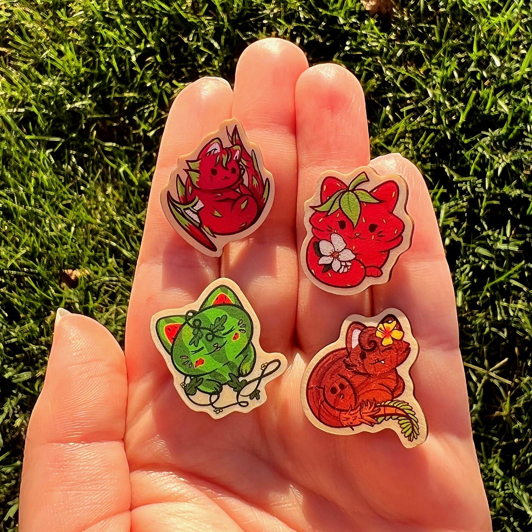 Fruit Cat Wooden Pins || Series #1 | 1 Inch | Synthetic Wood ...