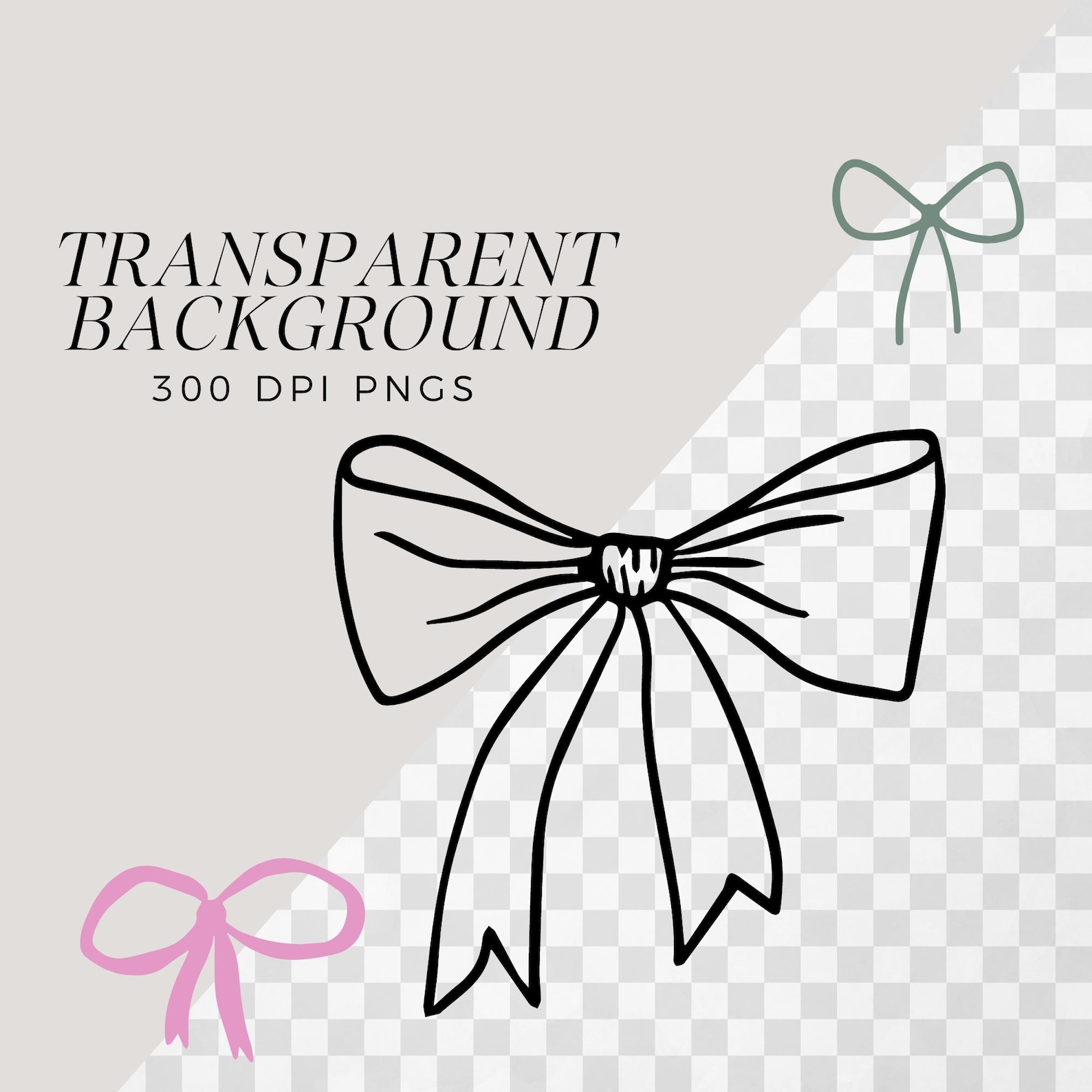 Bow Illustrations - Hand Drawn Bows Line Art SVG and PNG - Ink Drawn ...